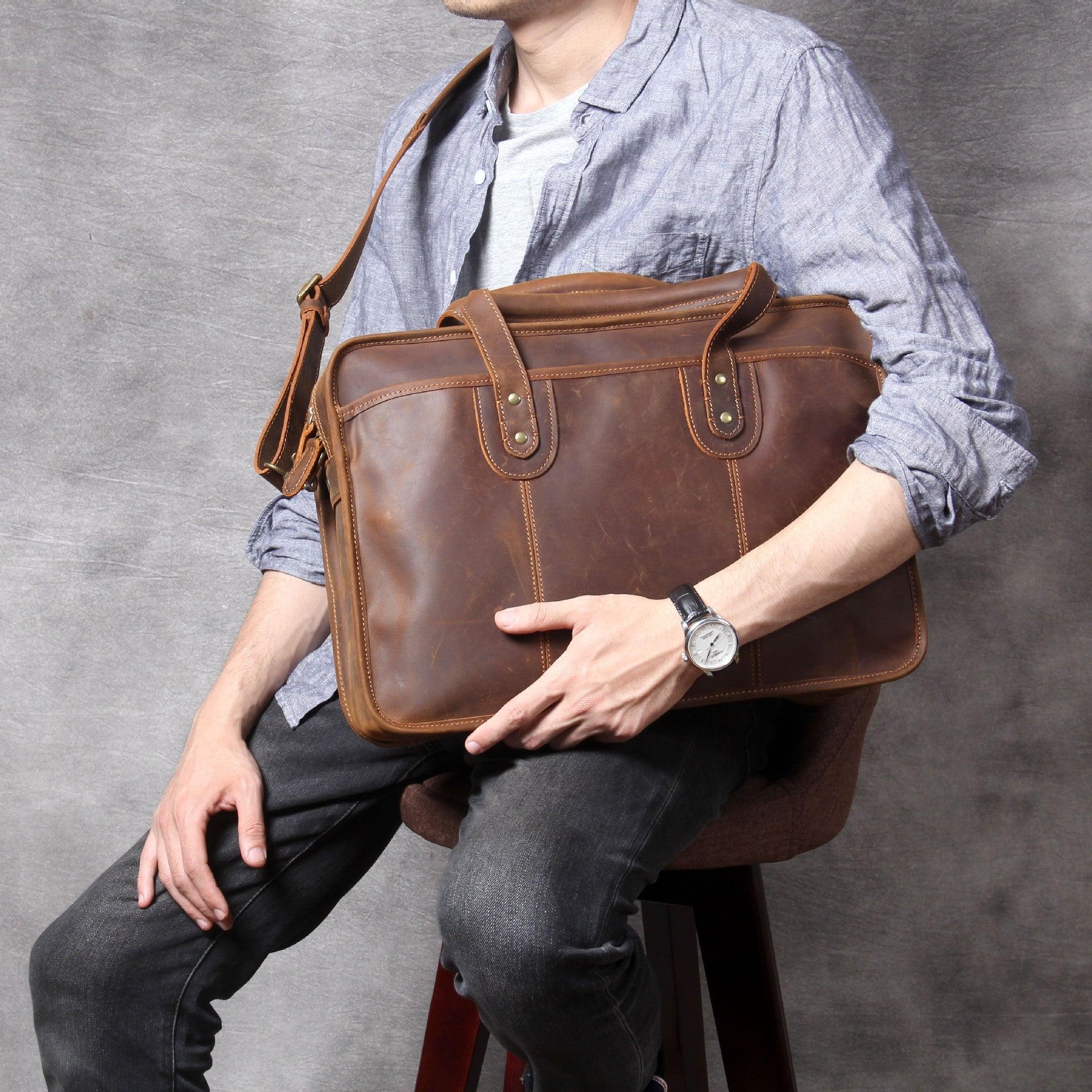 Vintage Briefcase - Canvas and Leather - Woosir