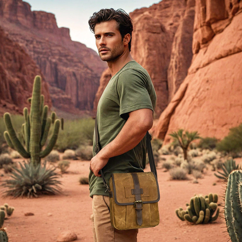 Durable Waterproof Waxed Canvas Messenger Bag - Woosir