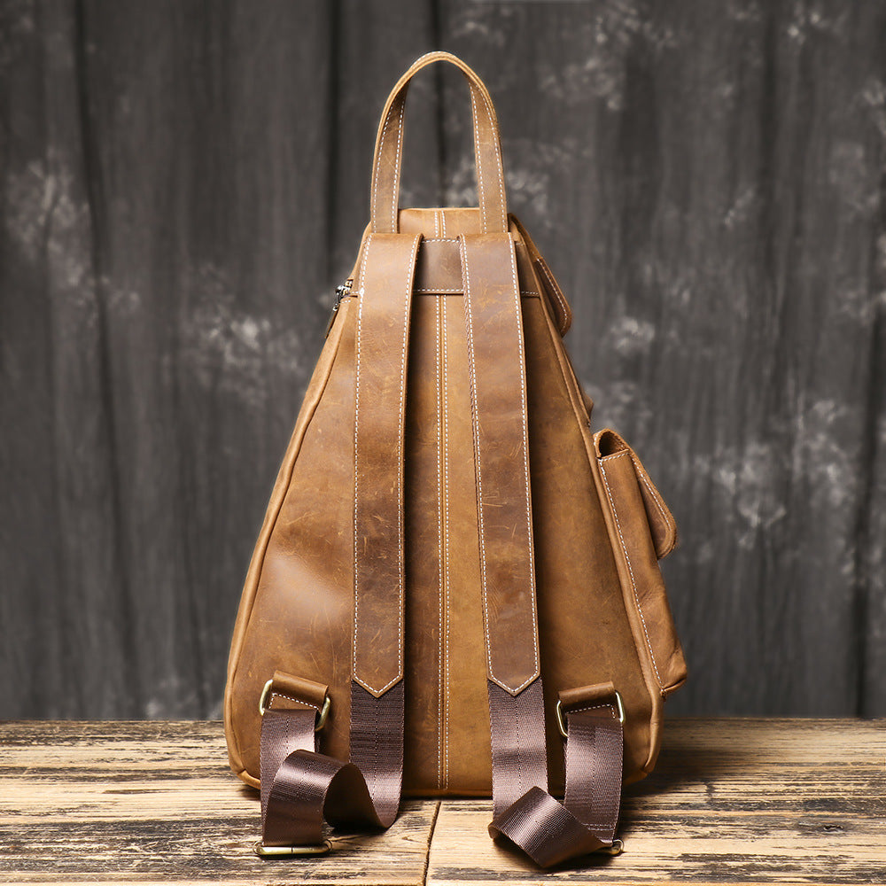 Genuine Leather Backpack with Multi Pocket - Woosir