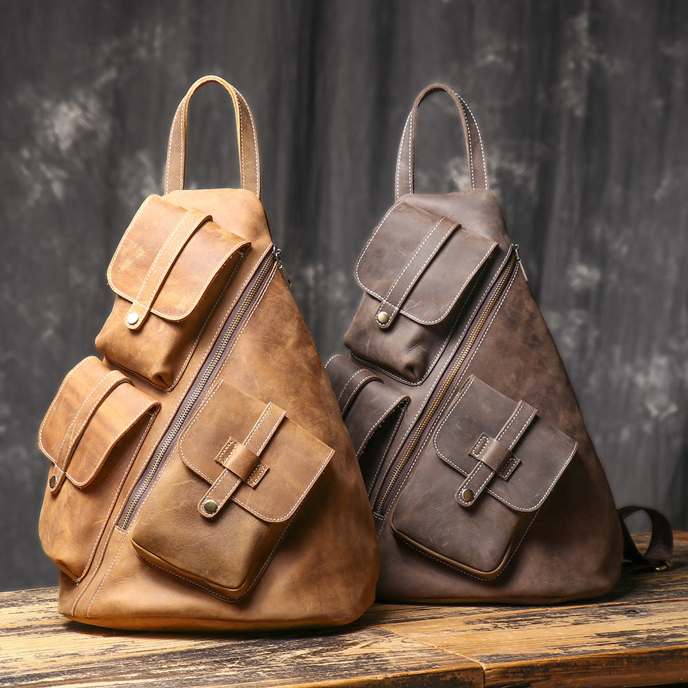 Genuine Leather Backpack with Multi Pocket - Woosir