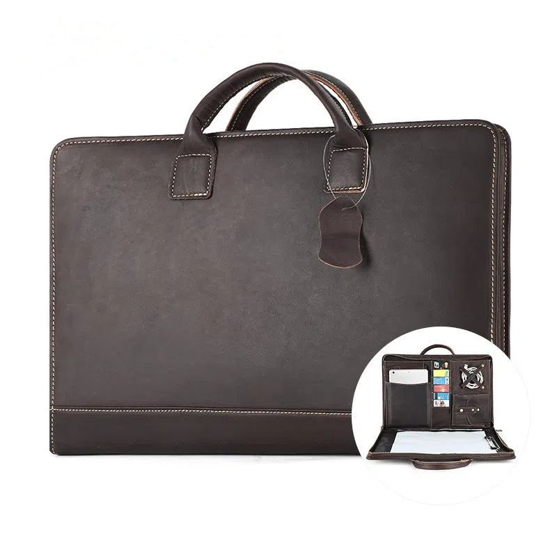 Multifunctional Leather Briefcase for Business - Woosir