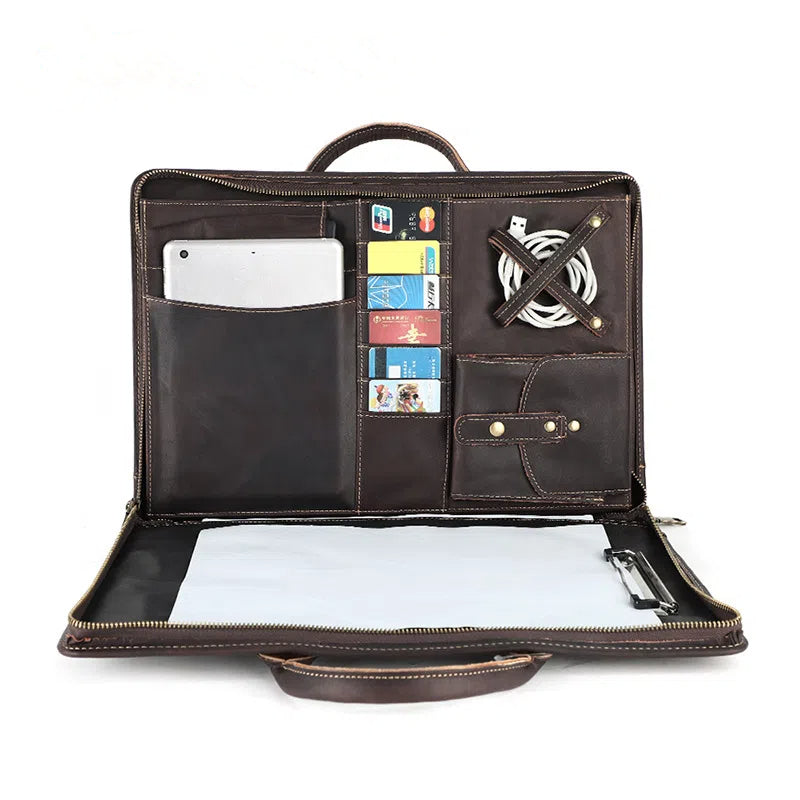 Multifunctional Leather Briefcase for Business - Woosir