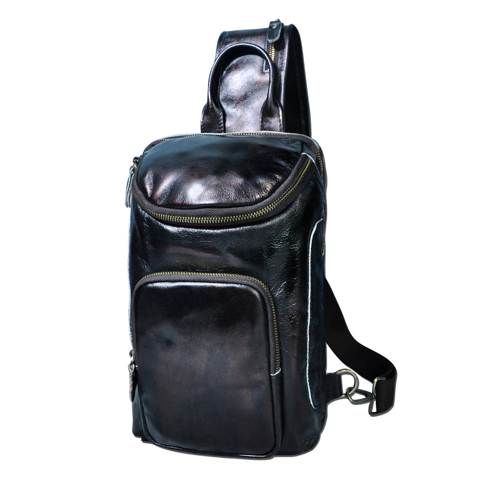 Vintage Leather Sling Bag 12-inch - Woosir