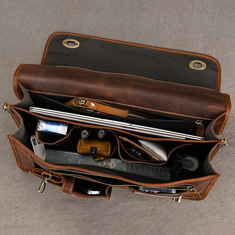 Vintage Leather Laptop Messenger Bag - Woosir