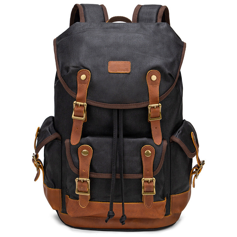 Waxed Canvas Backpack for Travel Outdoor - Woosir