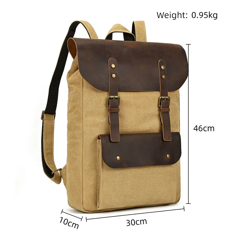 Canvas Vintage School Backpack - Woosir
