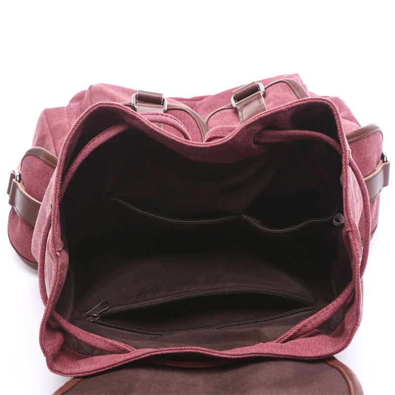 School Cotton Canvas Backpack With Multiple Pockets - Woosir