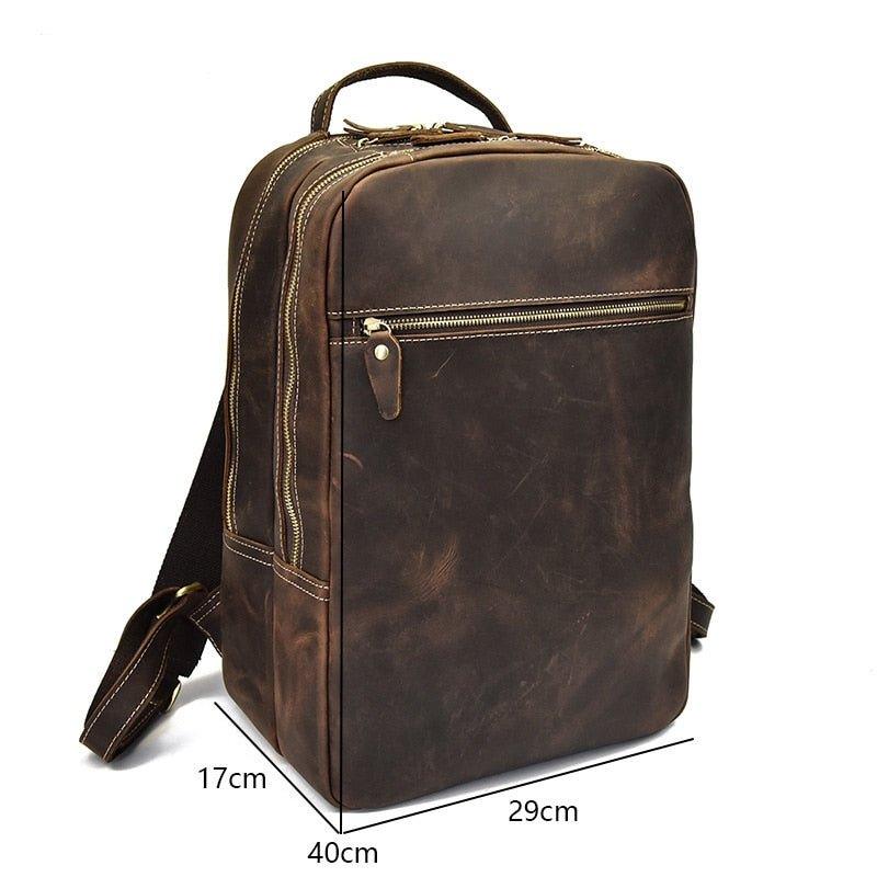 Woosir Brown Leather Backpack Vintage Laptop Rucksack - Woosir