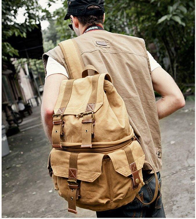 Military Style Canvas DSLR Camera Backpack - Woosir