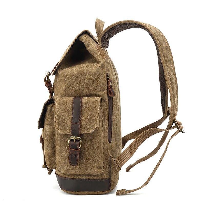 Drawstring Waxed Canvas Backpack Vintage Rucksack - Woosir