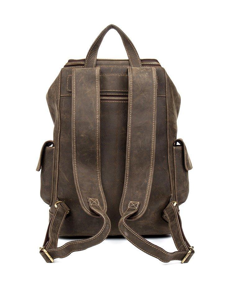 Large Vintage Leather Backpack for Men - Woosir