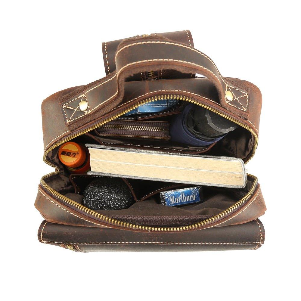 Mens Small Convertible Leather Backpack Vintage - Woosir