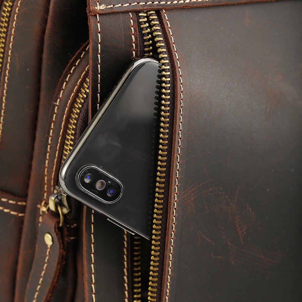 Mens Small Convertible Leather Backpack Vintage - Woosir