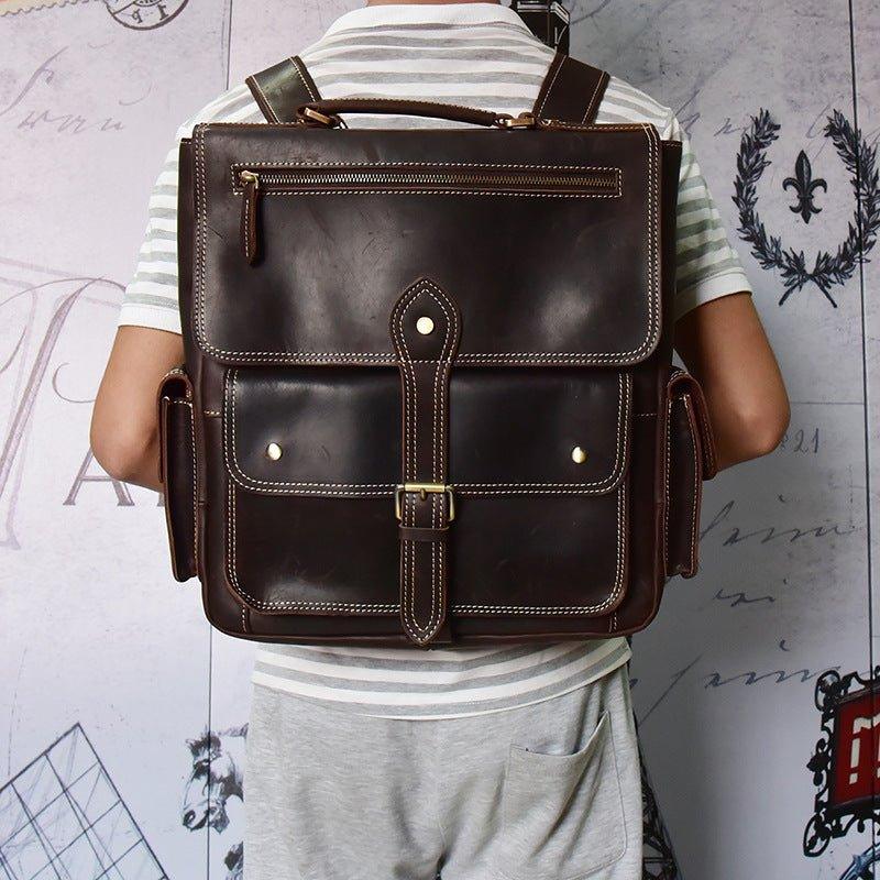 Vintage Leather Backpack Men for Work - Woosir