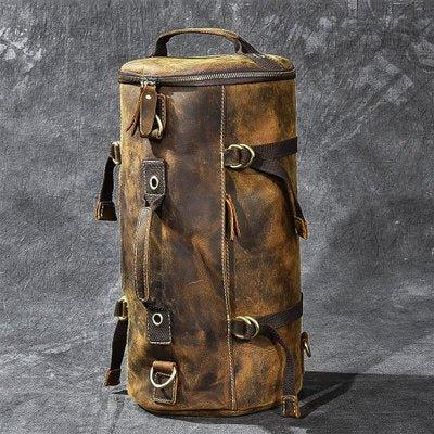 Woosir Mens Vintage Genuine Leather Cylindrical Backpack - Woosir
