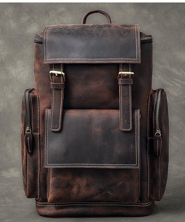 Large Leather Backpack Vintage - Woosir