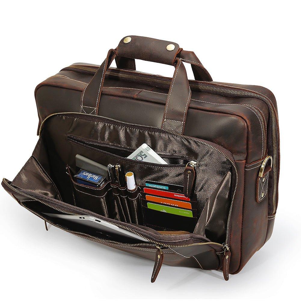 Woosir Vintage Distressed Leather Briefcase for Laptop - Woosir