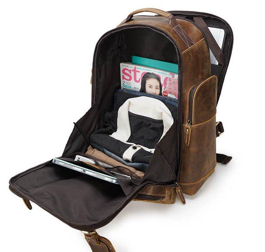 Woosir Vintage Genuine Leather College Backpack - Woosir