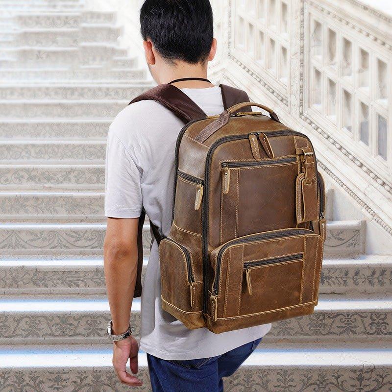 Woosir Vintage Genuine Leather College Backpack - Woosir